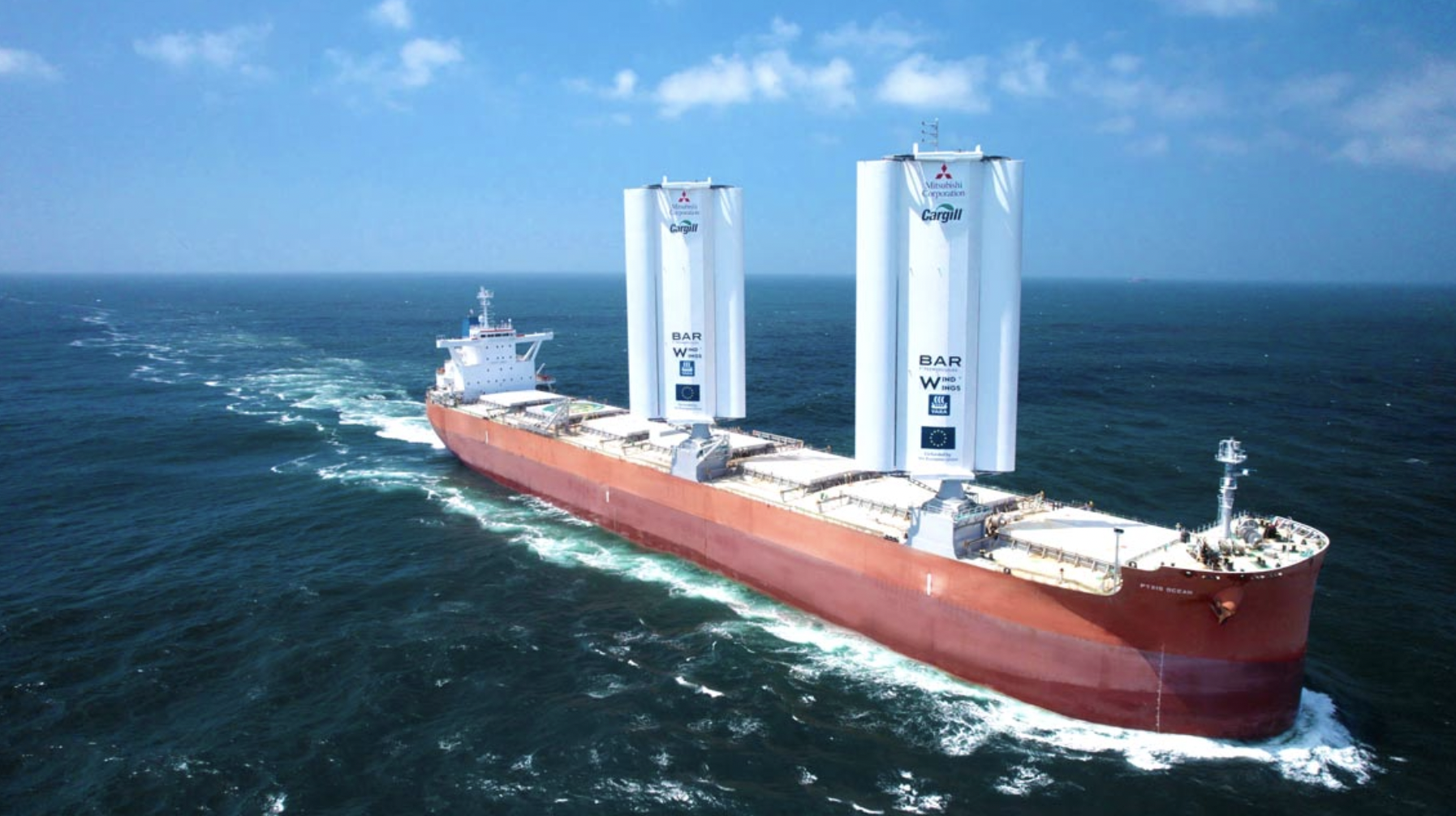 Wind powered cargo ships reduce carbon emissions
